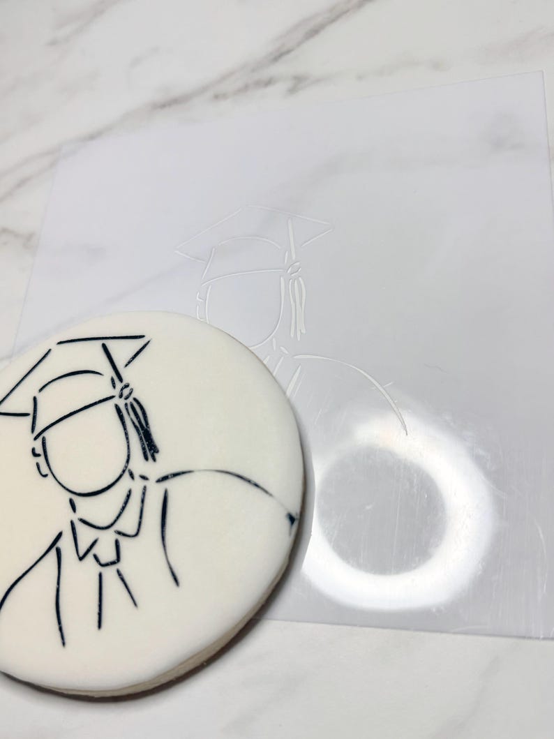 Graduate Cookie Stencil Line Drawing Graduation 2025 Girl Graduate Boy ...