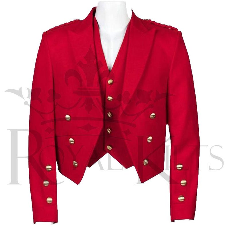 Royal Kilts Special Highland Red Prince Charlie Kilt Jacket for Men ...