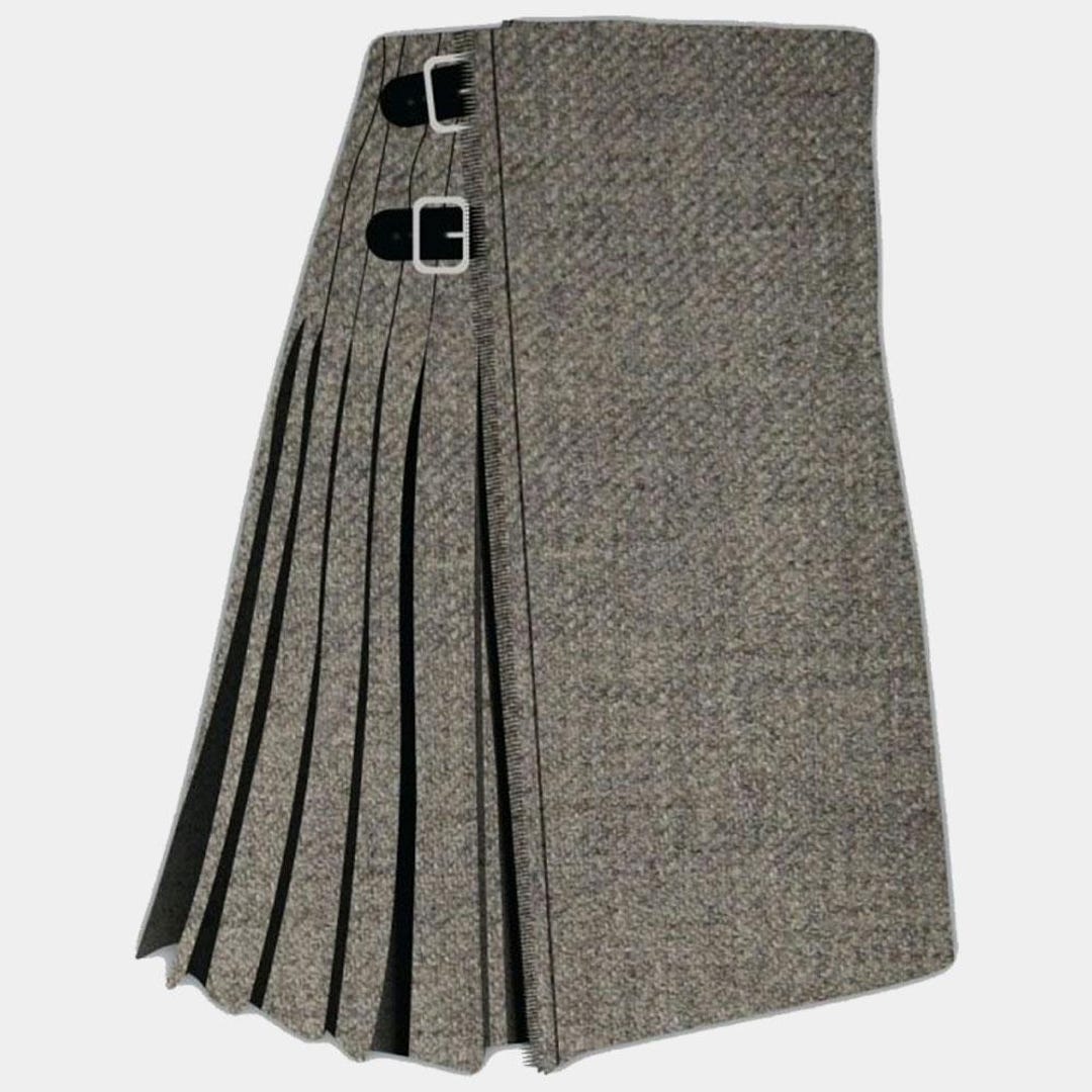 Scottish Highland Solid Grey Men's Handmade 8 Yard Tartan Kilt - Kilt ...