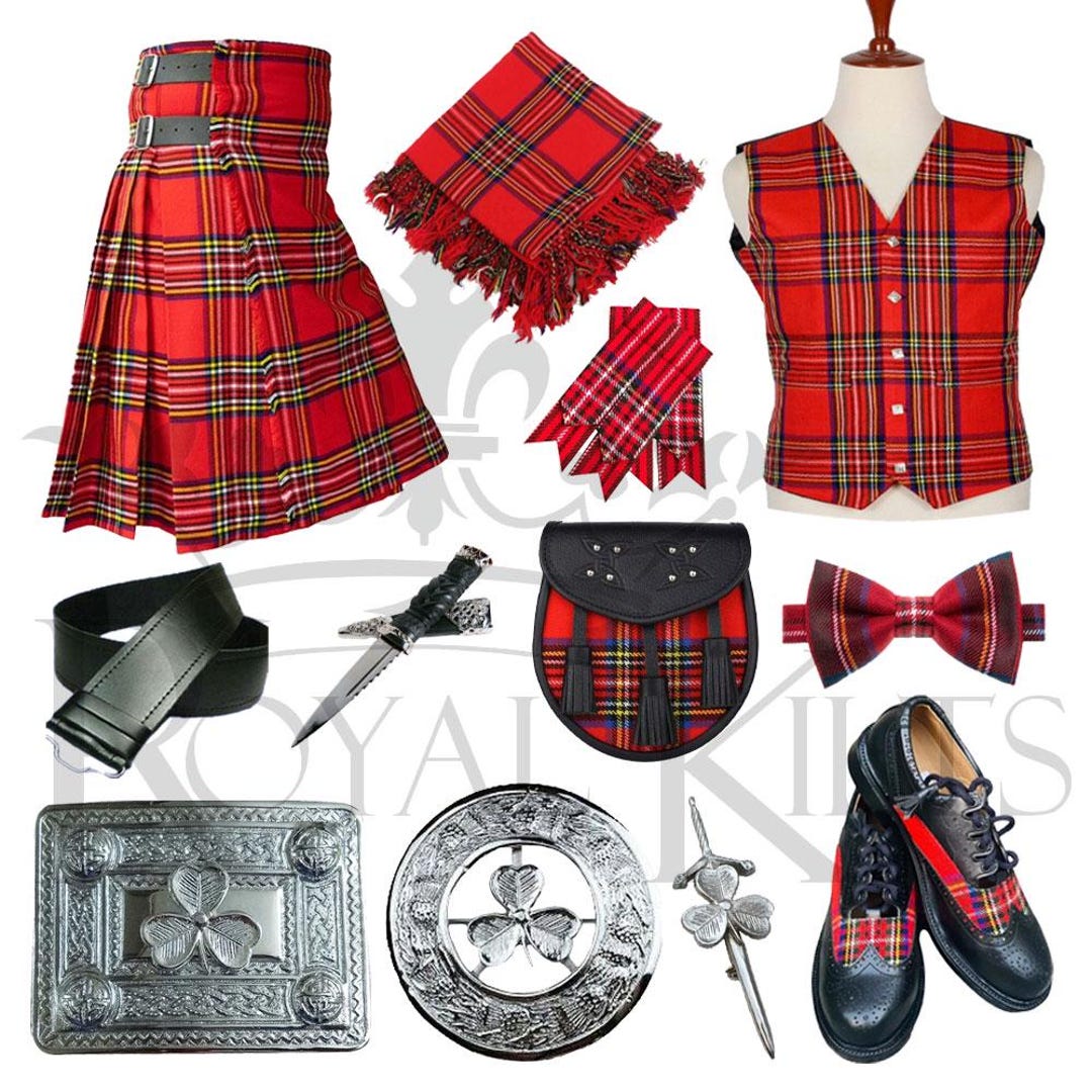 Scottish Highland Kilt All Accessories With Vest in 100+ Tartans ...