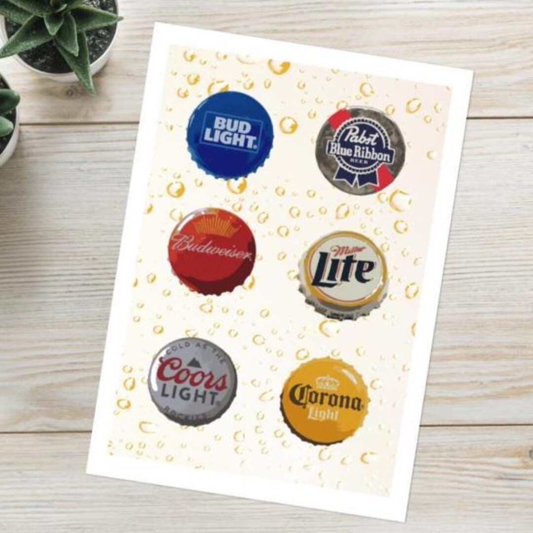 Beer Bottle Cap Stickers – Vintage Vibe Brew Stickers for Laptops ...