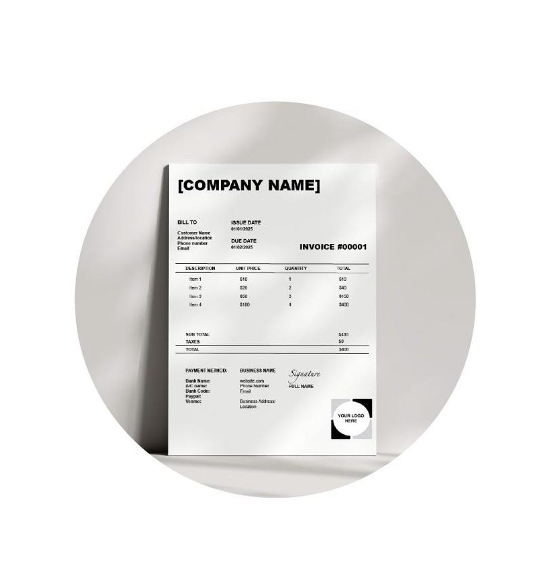 Invoice Template- Modern, Bold - Etsy