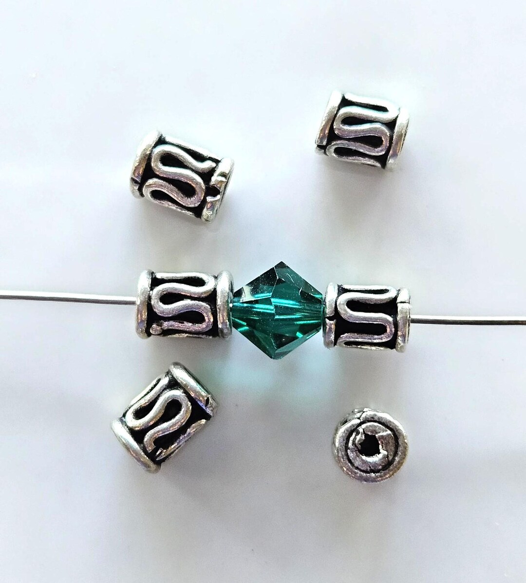 5mm X 7mm .925 Sterling Silver Bali Oblong Spacer Bead - 6 Pieces -#206 ...