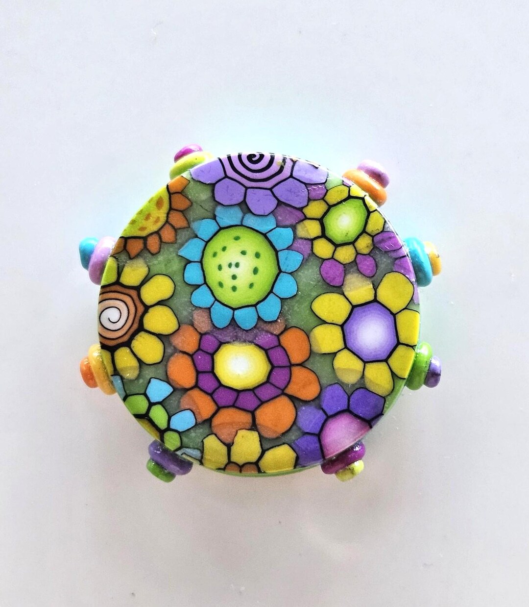 30mm Handmade Polymer Clay Flat Round Pendant - Item #PC100 - Etsy