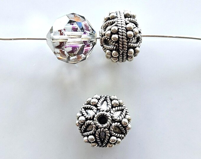 12mm .925 Sterling Silver Round Bali Bead - 2 Pieces -#097 - Etsy
