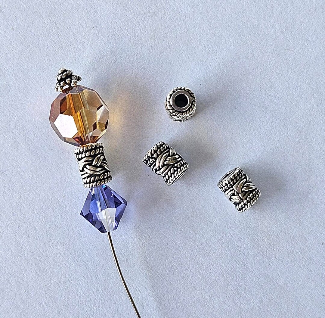 8mm X 4mm .925 Sterling Silver Bali Oblong Spacer Bead 4 Pieces 001 - Etsy