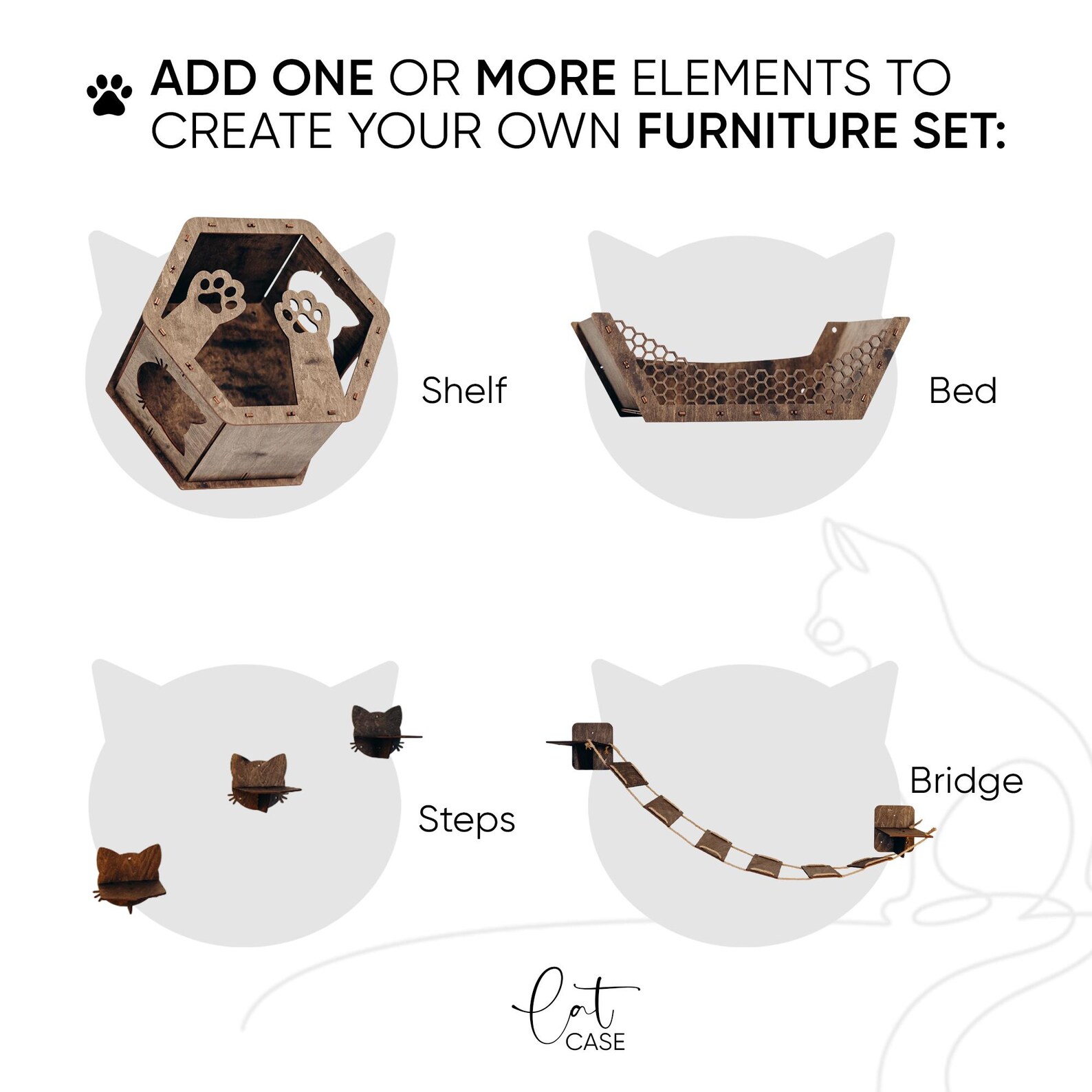 Cat Wall Furniture, Modern Cat Wall Shelves Set, Cat Sleeping Place ...