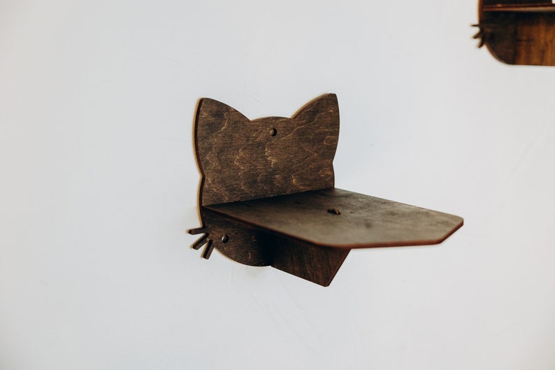 Natural Wood Wall Mounted Cats Ladder, Cat Climbing Wood Steps, Wall ...