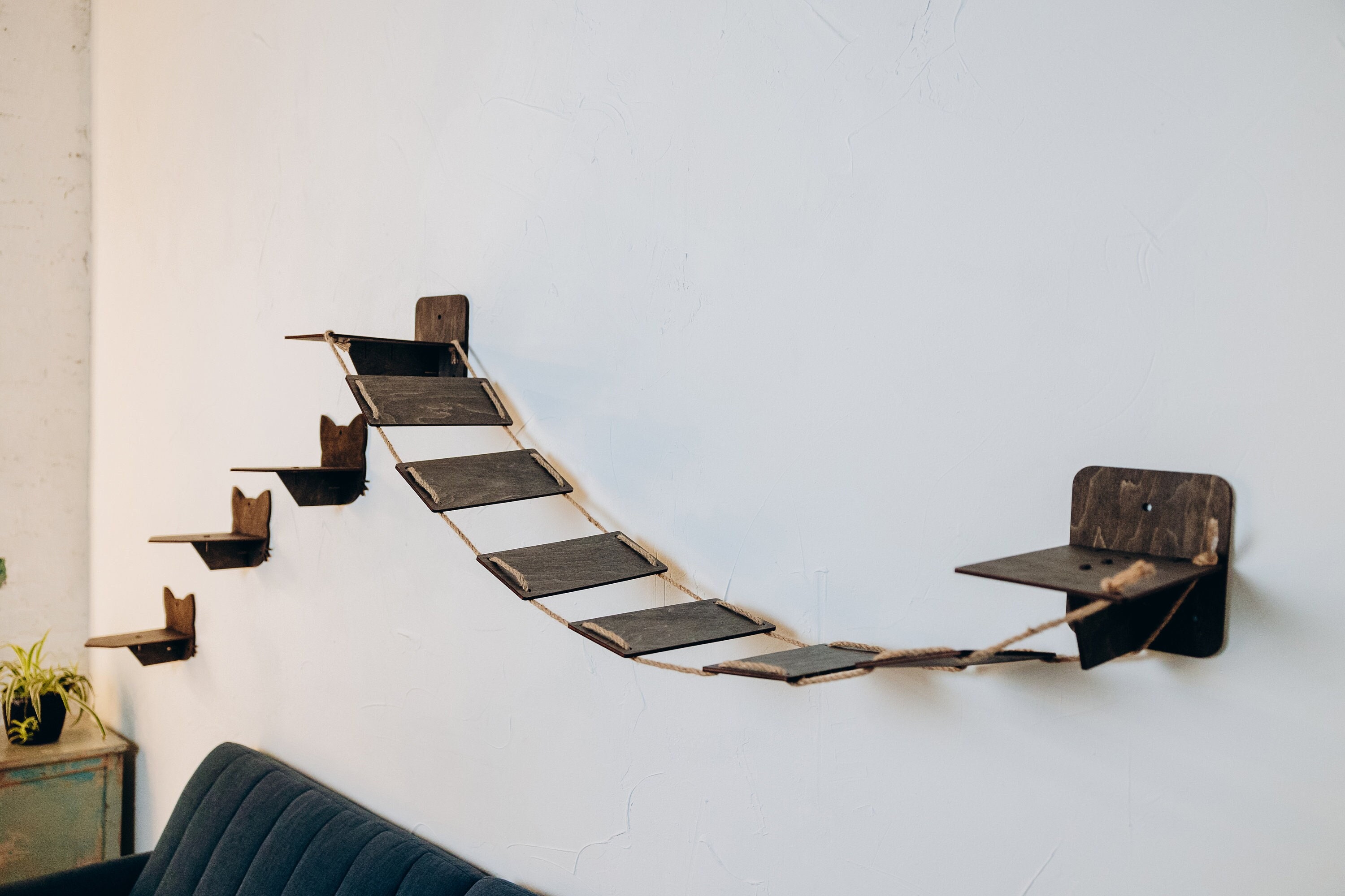 Handcrafted Cat Wall Bridge, Wooden Cat Ladder Decor, Cat Furniture ...