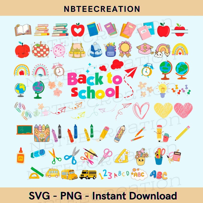 71 Back to School Supplies SVG PNG Bundle, Back to School SVG, Teacher ...
