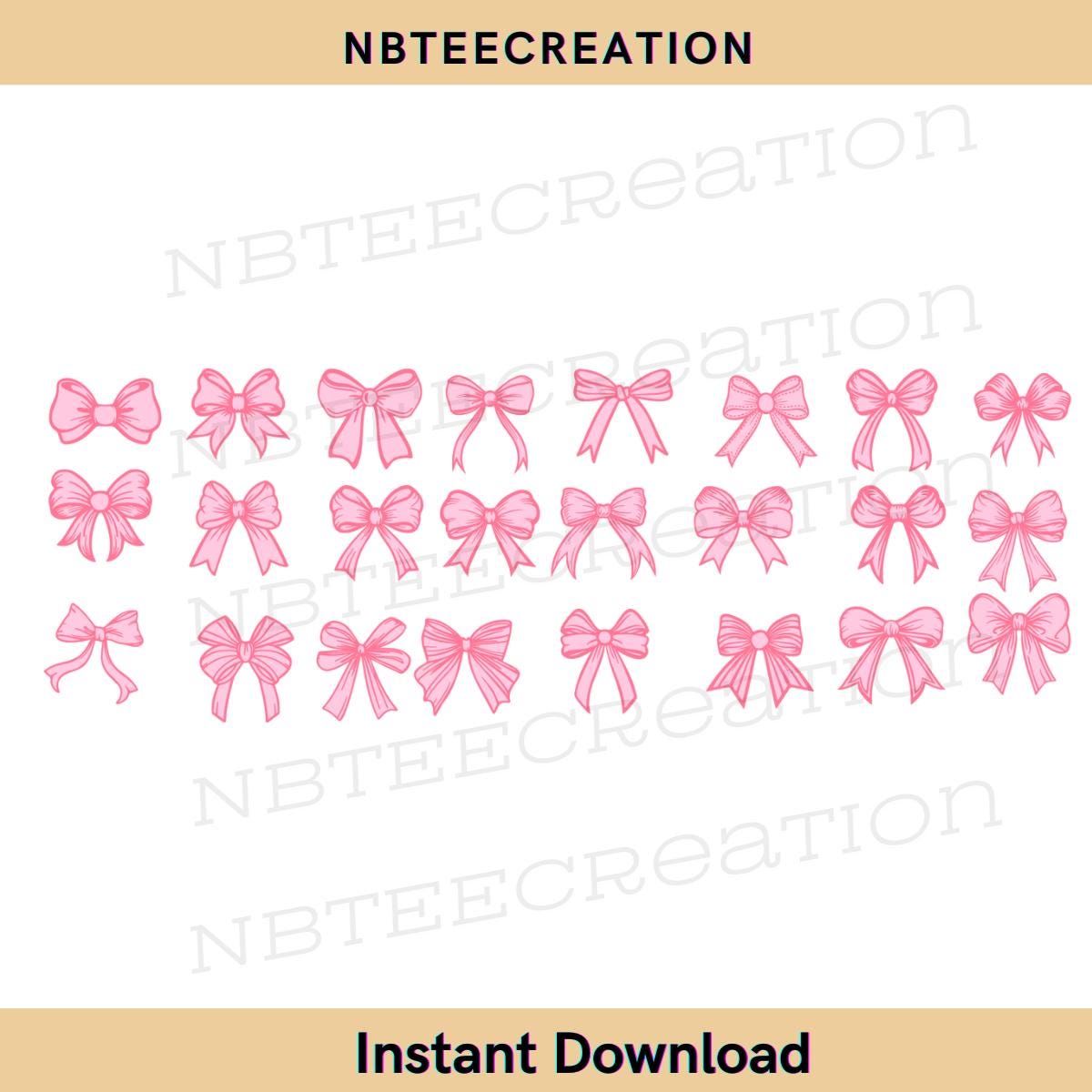 Ribbon Coquette Bow SVG Bundle, Bow Svg, Girlie Pink Hair Bow Svg ...