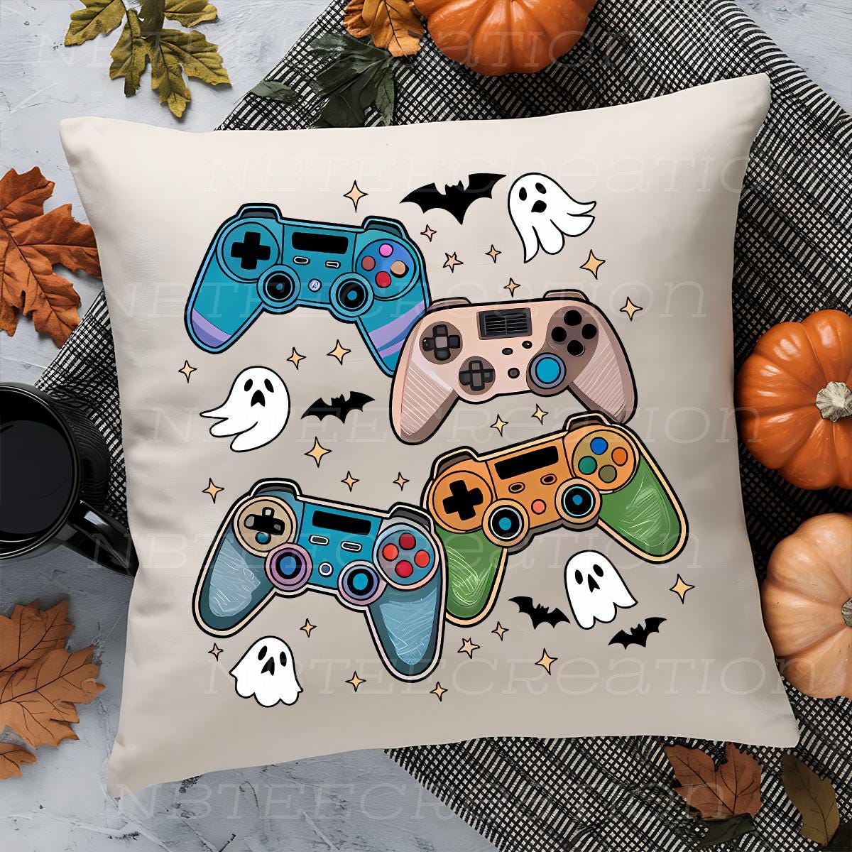 Retro Halloween Gaming Controller PNG Skeleton Zombie Sublimation ...