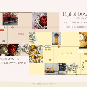 Desktop Wallpaper Calendar | 2024 Calendar + 2025 Calendar | 12 Month ...