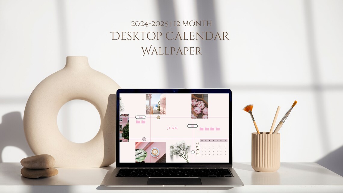 Desktop Wallpaper Calendar | 2024 Calendar + 2025 Calendar | 12 Month ...