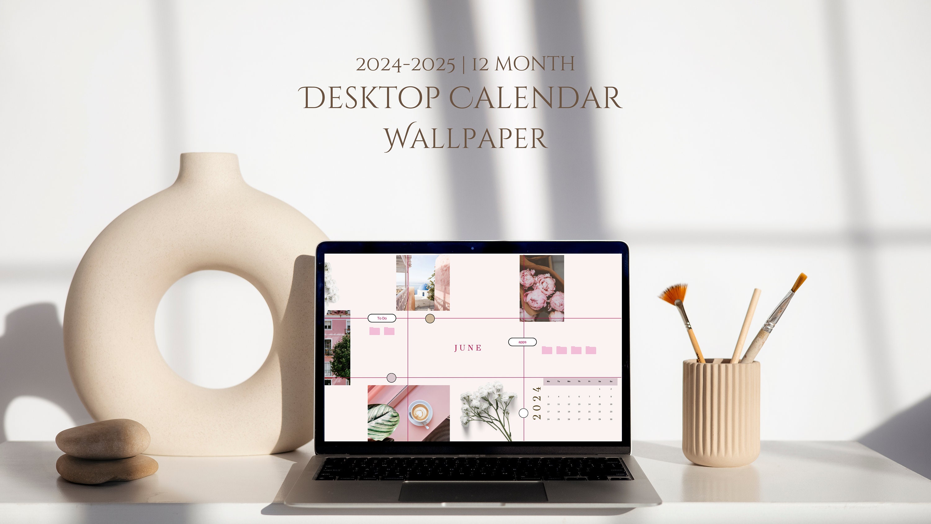 Desktop Wallpaper Calendar | 2024 Calendar + 2025 Calendar | 12 Month ...