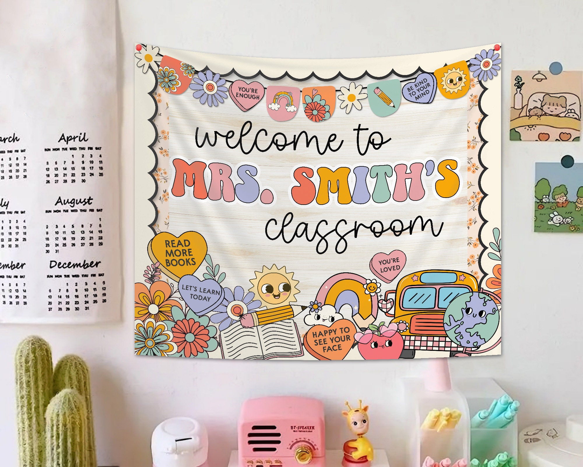 Custom Groovy Classroom Tapestry, Personalized Teacher Classroom Banner ...