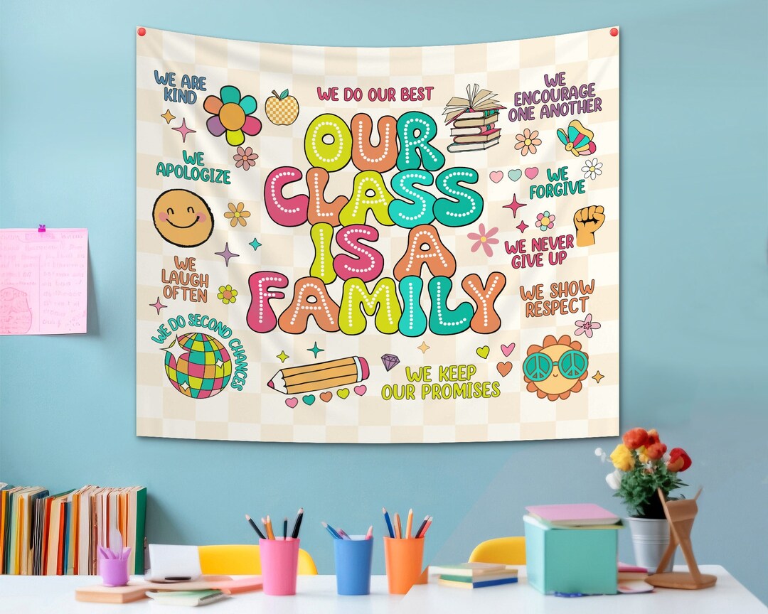 Classroom Tapestry, Classroom Banner, Groovy Teacher Classroom Decor ...