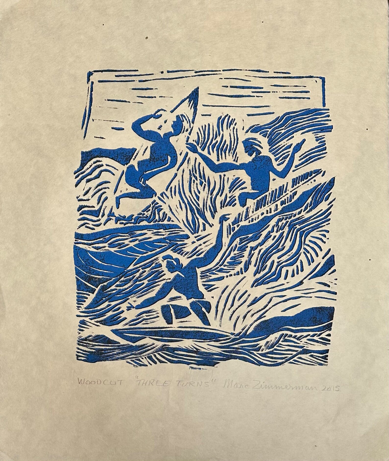 3 Turns - Surfing Art - Woodcut Print by Marc Zimmerman - Etsy UK