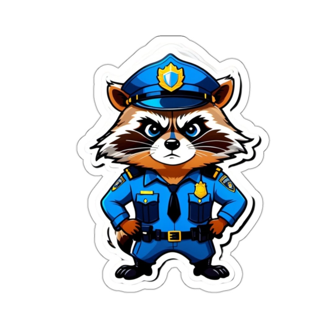Angry Raccoon Sticker Raccoon Police Officer Raccoon Cop Sticker Kiss ...