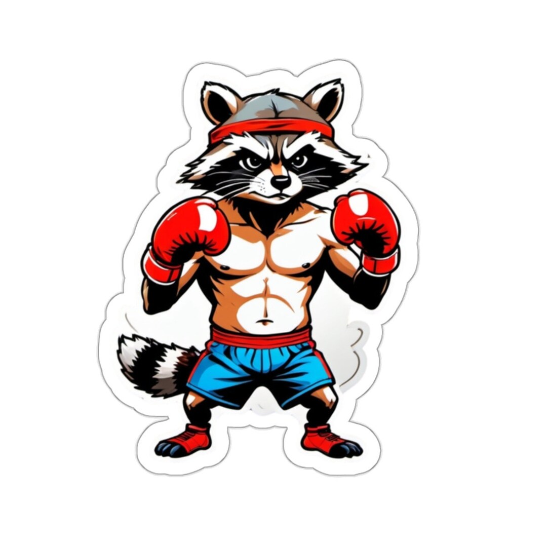 Angry Raccoon Boxer Sticker Kiss-cut Animal Decal for Laptops ...