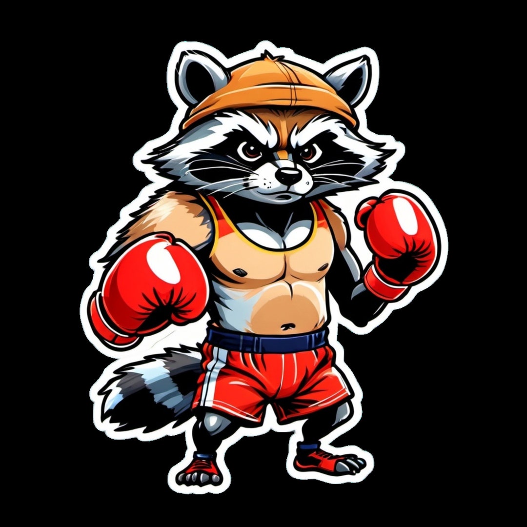 Angry Raccoon Sticker Pack Boxing Raccoon Kiss-cut Stickers, Cute ...
