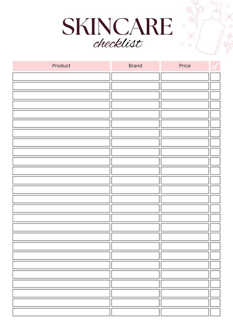 Skincare Checklist Notepad, Daily Routine Planner, Beauty Tracker, Self ...