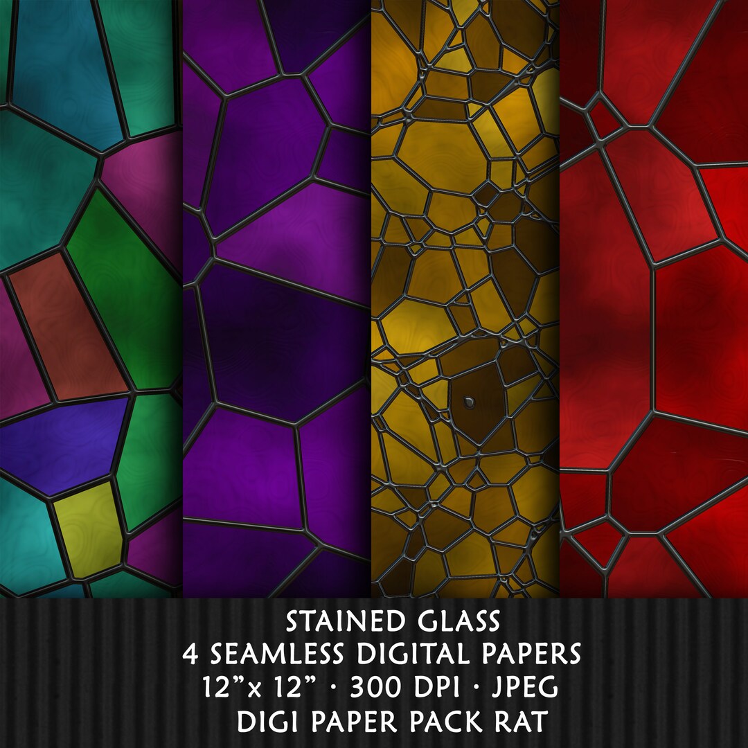 Seamless Stain Glass Digital Paper, Stain Glass Scrapbook Paper, Stain ...