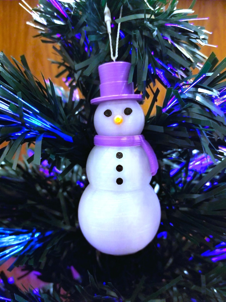 3D Snowman Ornament Glow in the Dark, 3D Printed Snowman Ornament ...