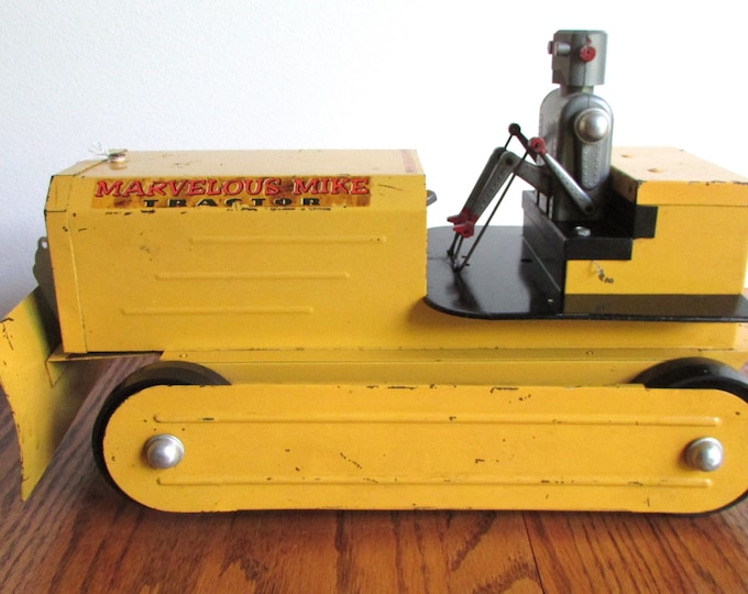 Vintage Saunders Marvelous Mike Tractor Bulldozer Pressed Steel 1950's ...