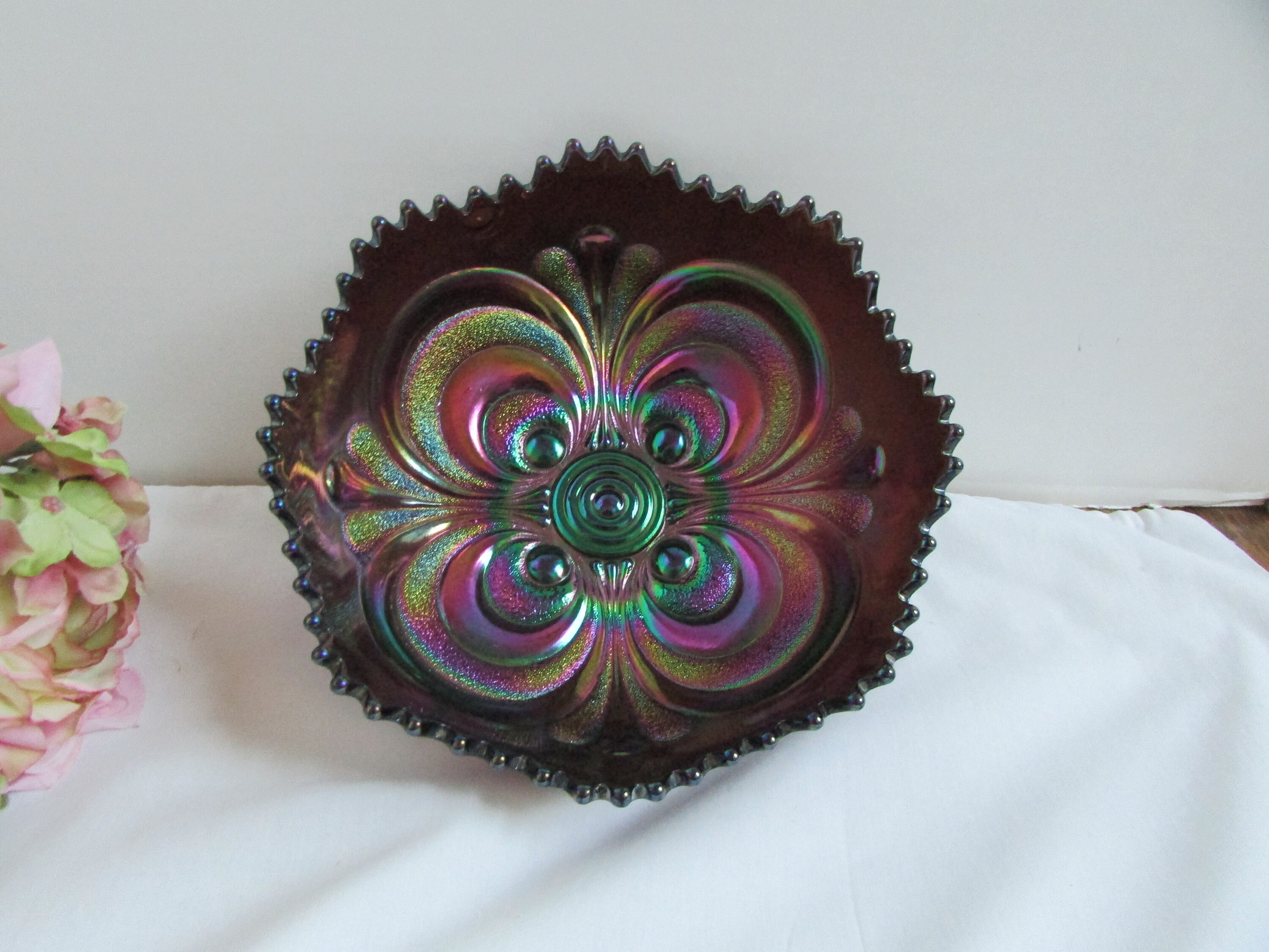 Vintage Purple Imperial Carnival Glass Scroll Embossed Bowl 6 3/4 - Etsy
