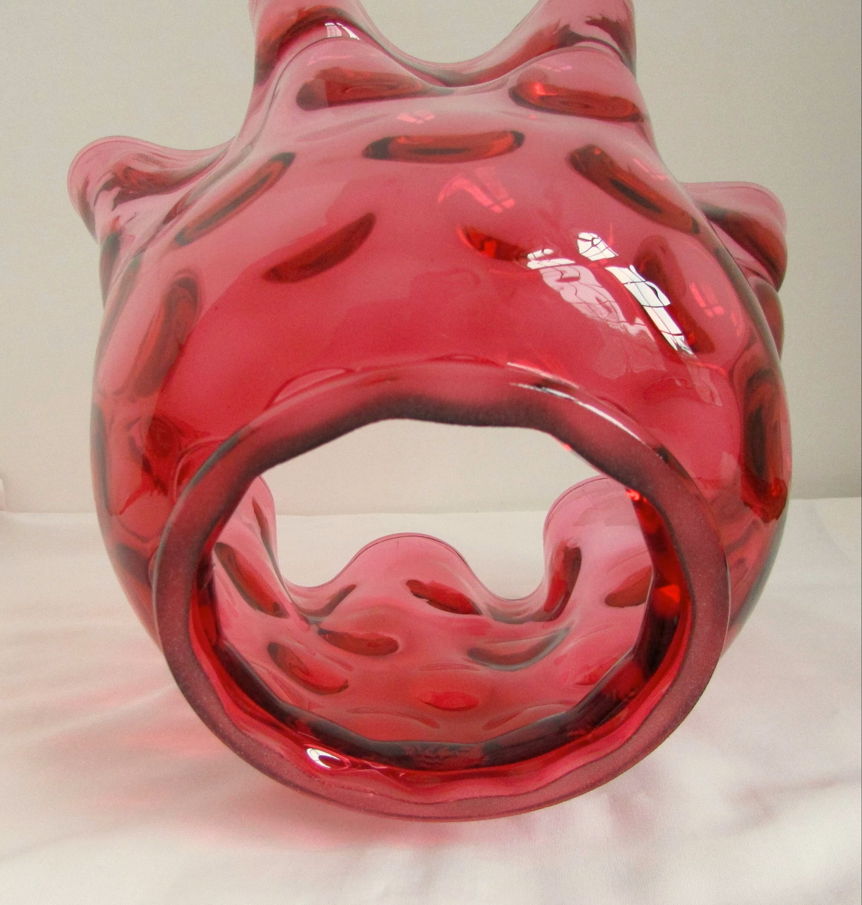 Antique Ruby Overlay Thumbprint Ruffled Kerosene/ Oil Lamp Shade 4 ...