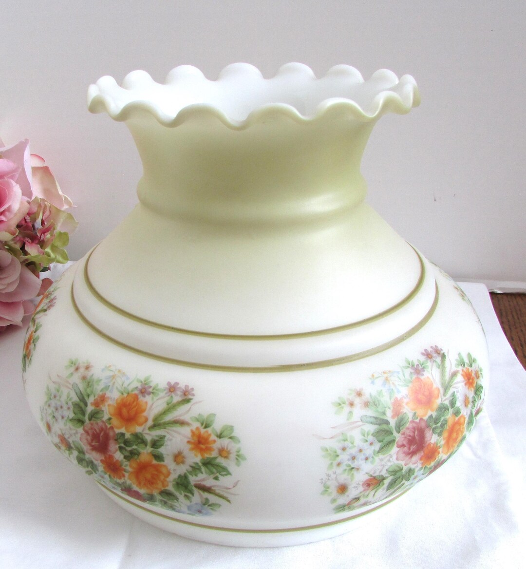 Vintage Floral Flower Bouquet 6 3/4" Fitter Glass Lamp Shade - Etsy