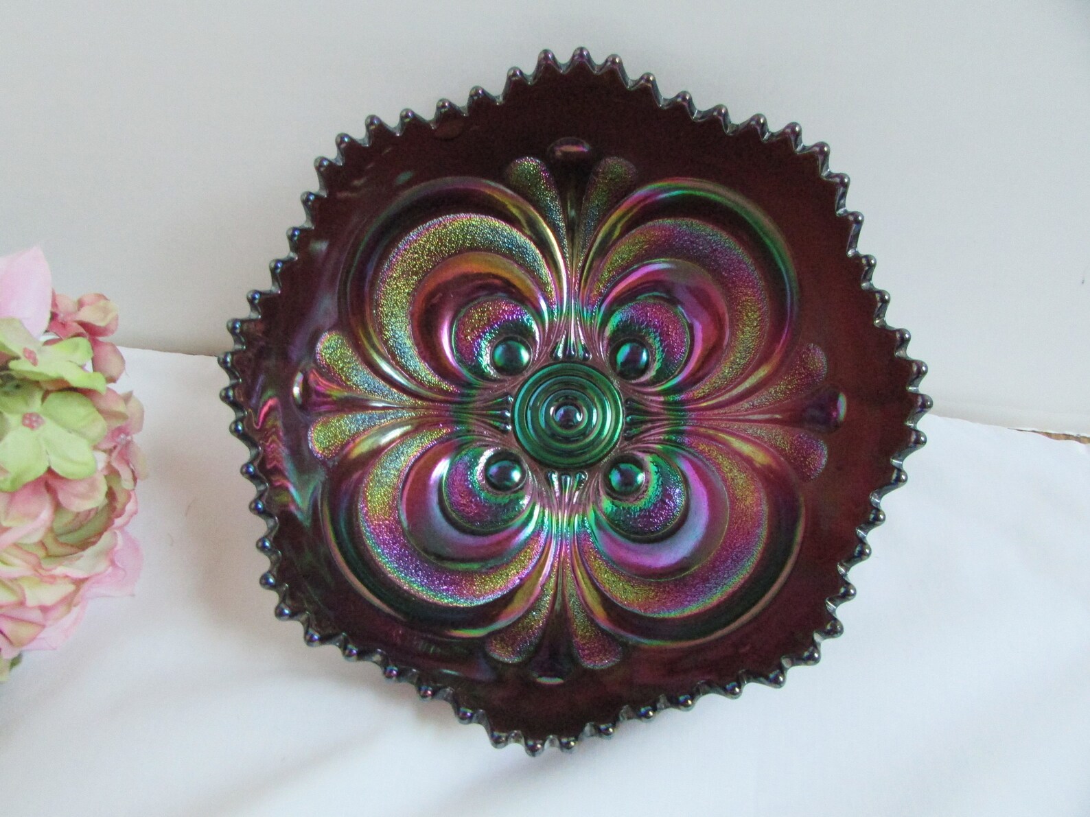 Vintage Purple Imperial Carnival Glass Scroll Embossed Bowl 6 3/4" - Etsy