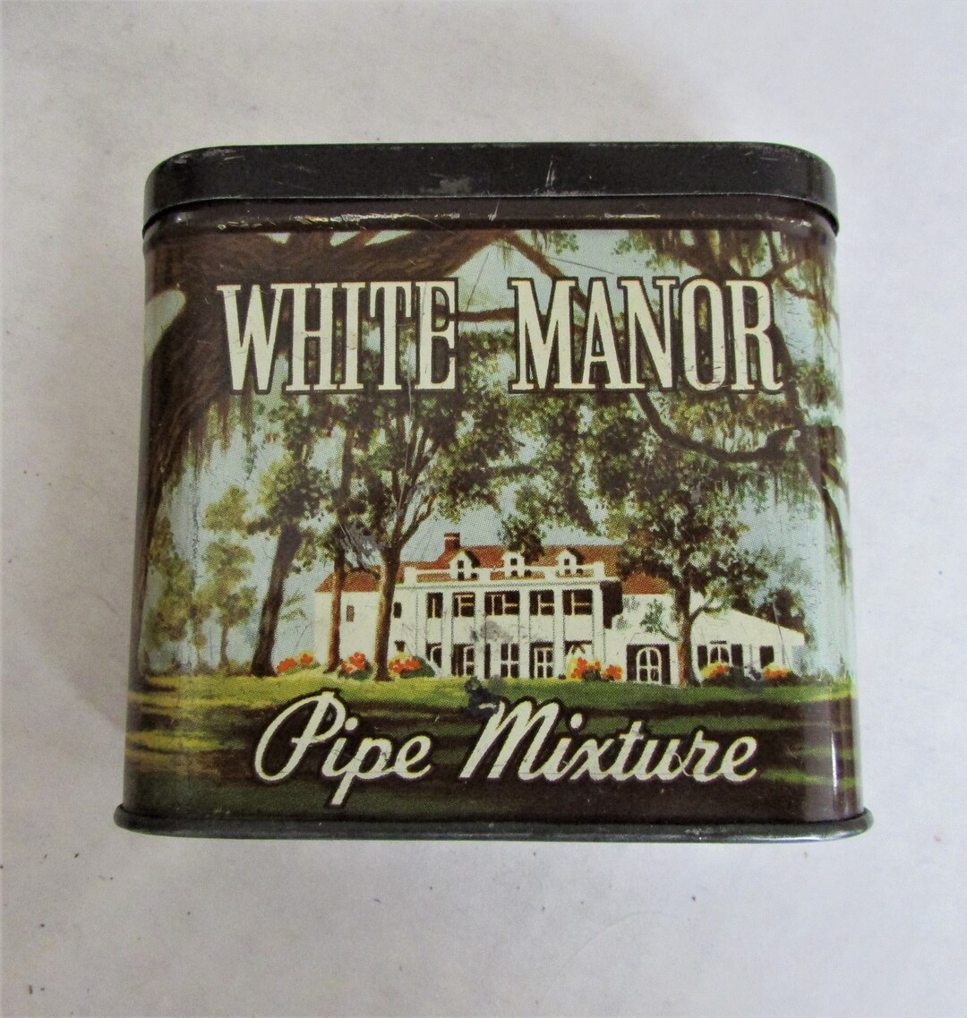 Antique White Manor Pipe Mixture Tobacco Half Vertical Tin - Etsy