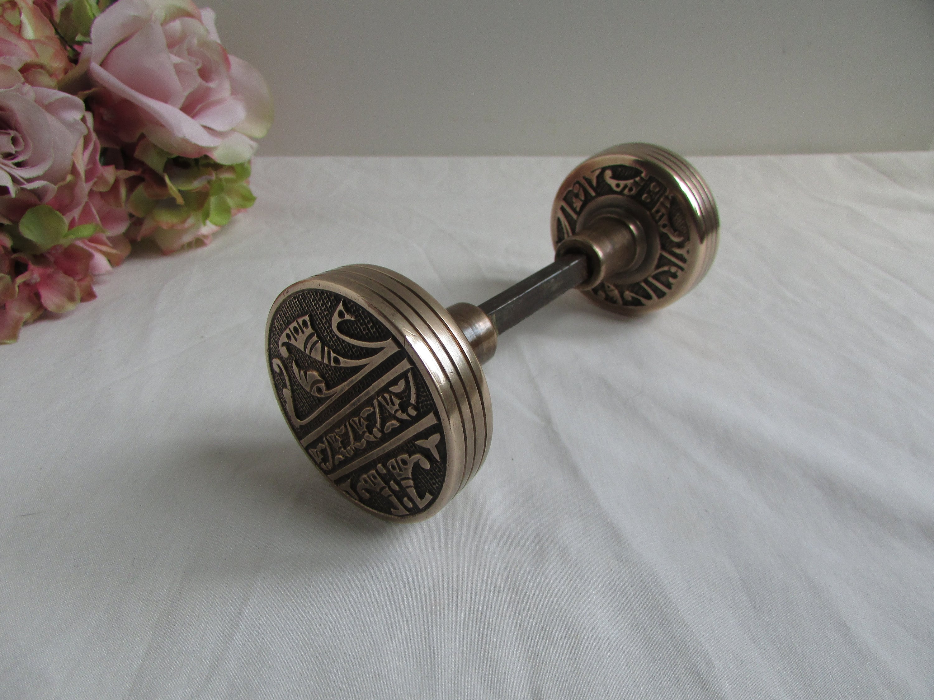 Antique Reading B-12000 Brass 1885 Door Knob/handles W/connecting Rod ...