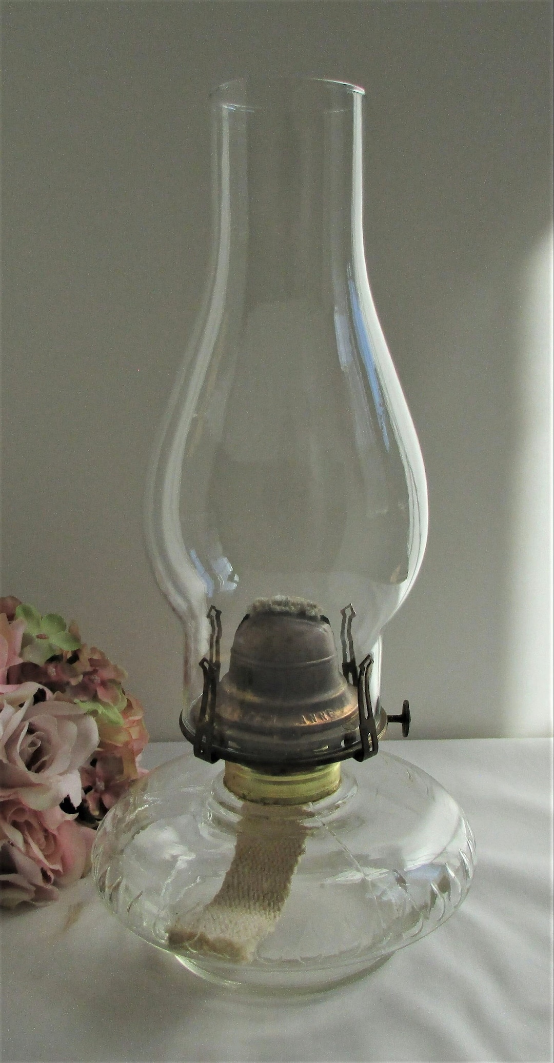 Beautiful Vintage Embossed Raindrops Glass Oil Lamp - Etsy