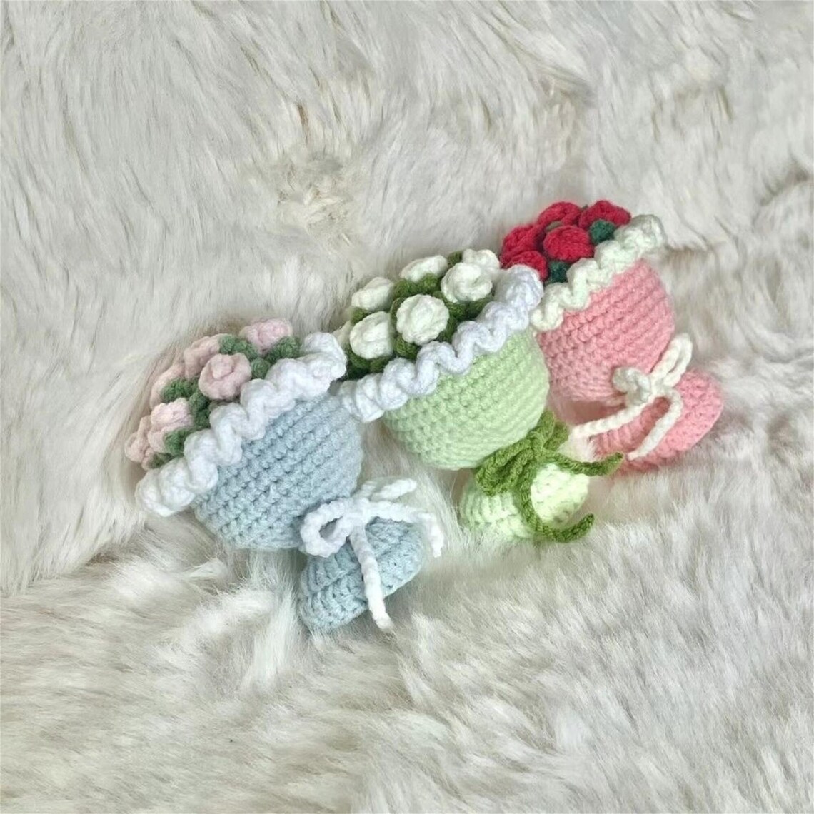 Handmade Crochet Mini Flower Bouquet Home Decoration - Etsy