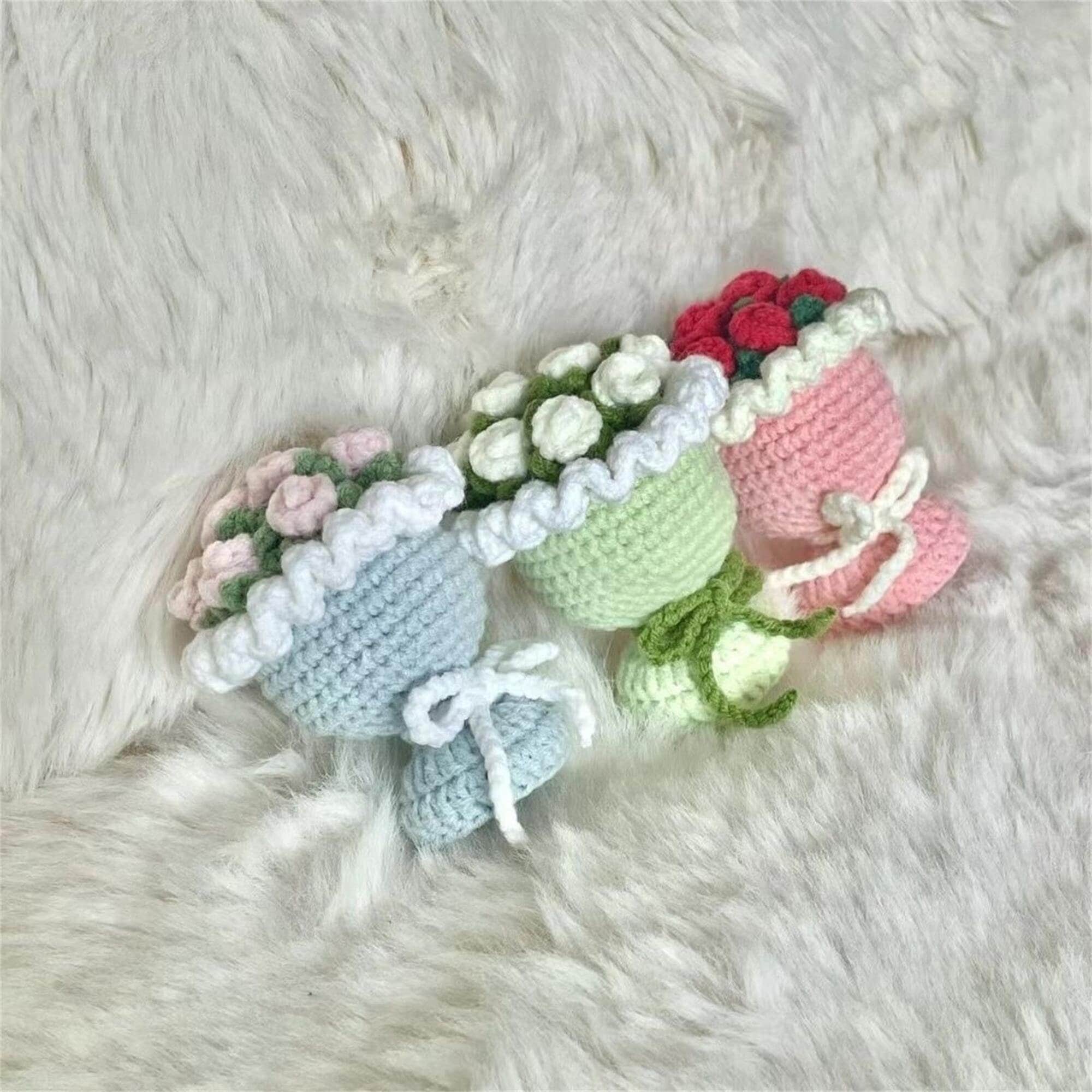 Handmade Crochet Mini Flower Bouquet Home Decoration - Etsy