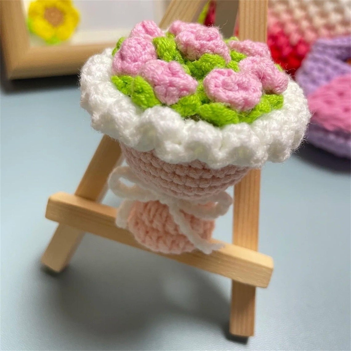 Handmade Crochet Mini Flower Bouquet Home Decoration - Etsy