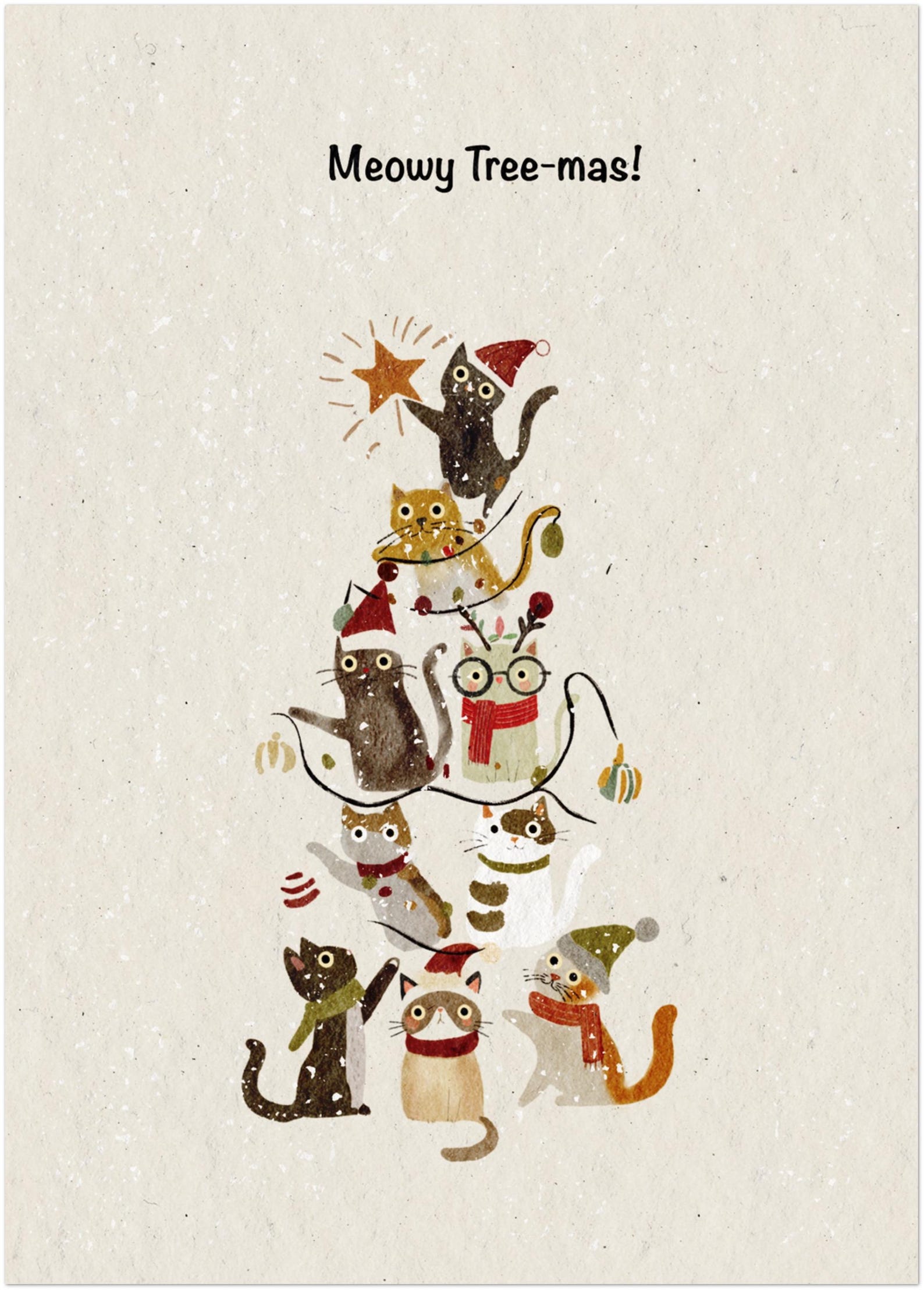 Printable Christmas Card Cat Christmas Tree Design Digital Download - Etsy