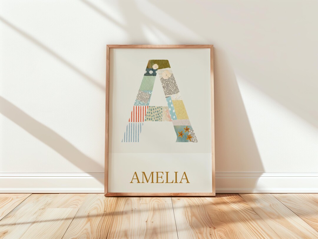 Printable Personalized Initial Name Print, Custom Letter, Nursery Baby ...
