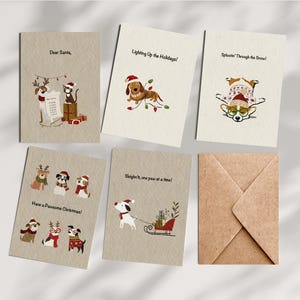 Bundle of 5 Printable Christmas Cards Festive Dogs Digital Download - Etsy