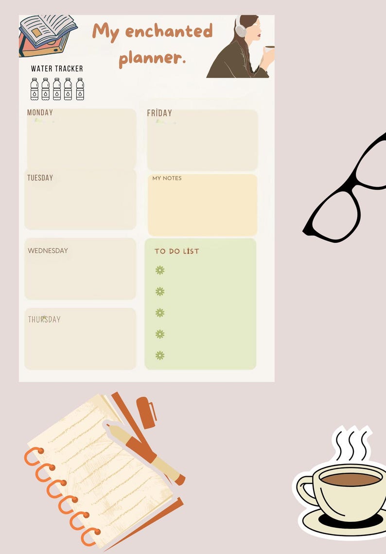 Printable Productivity Day Planner Diary Diary Insert Pdf Organize ...