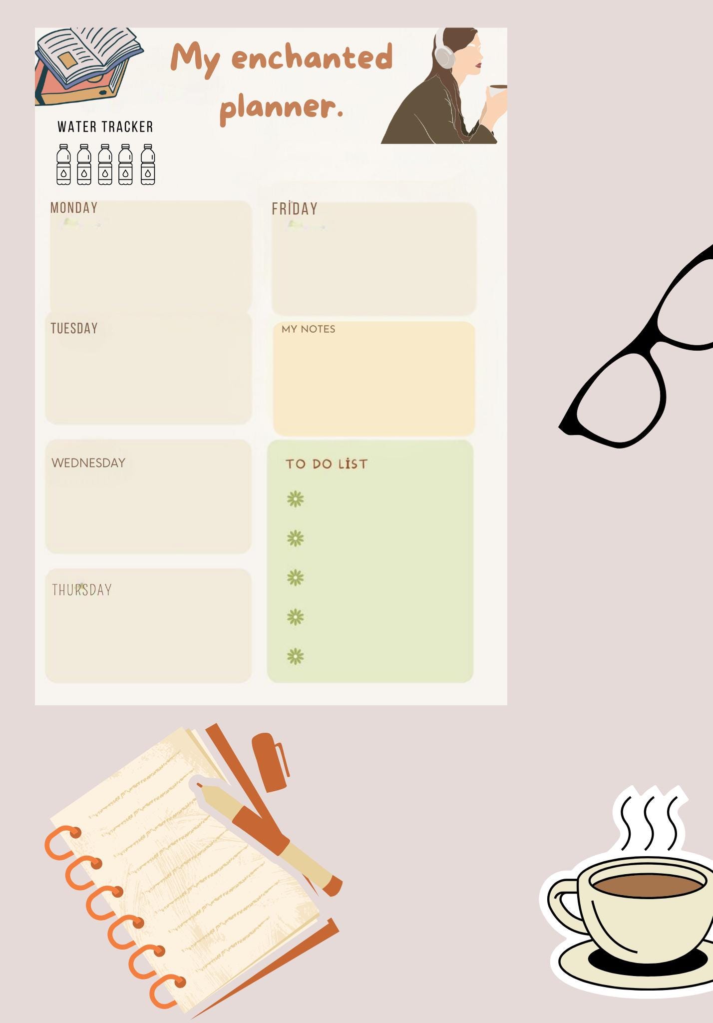 Printable Productivity Day Planner Diary Diary Insert Pdf Organize ...