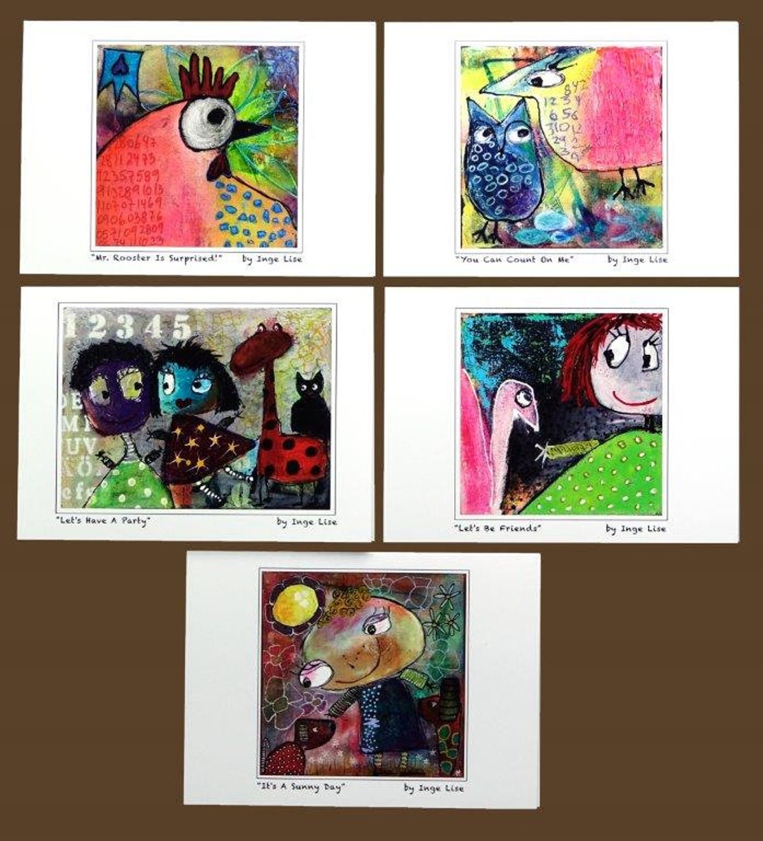 Bubble Heads With Animals Note Cards: Mr. Rooster is Surprised, You Can ...