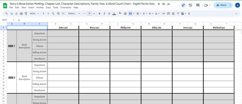 Story & Book Series Plotting, Chapter List, Character Descriptions ...
