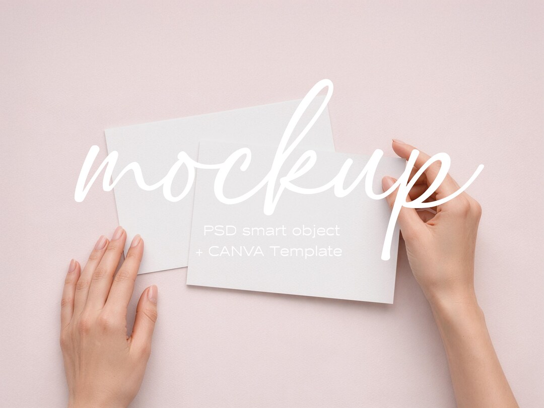 Hands Holding Two Horizontal Greeting Card Mockup Editorial 2 Card ...