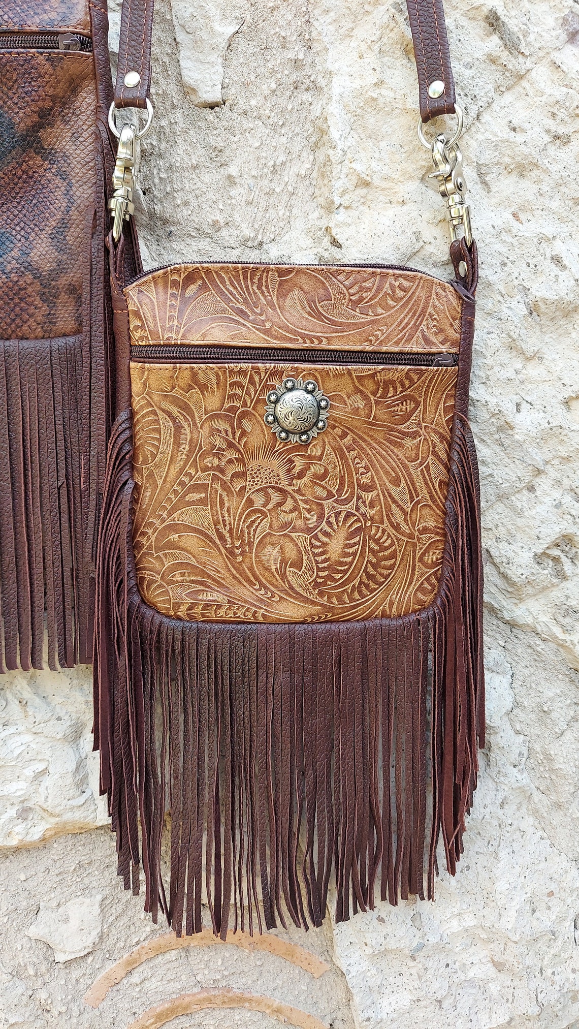 Beautiful Brown Western Style Fringe Bag Made of Authentic Leather ...