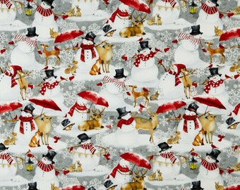 Winter scene fabric | Etsy