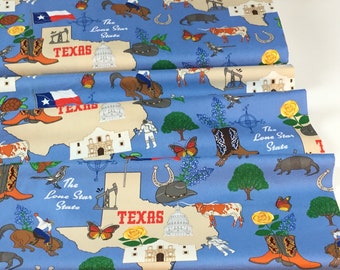 Texas print fabric | Etsy